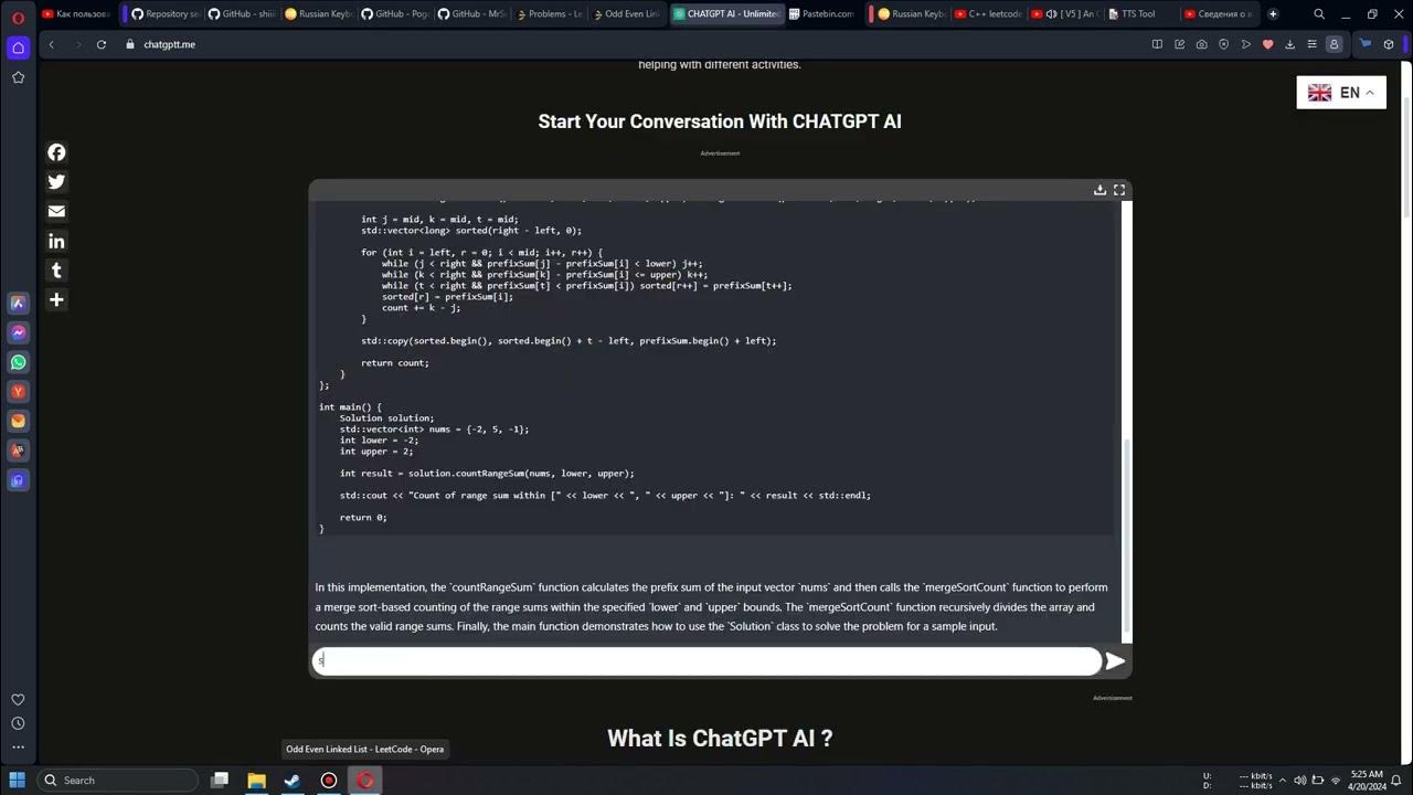 C Leetcode 328 Odd Even Linked List Sum Chatgpt Unlimited Youtube