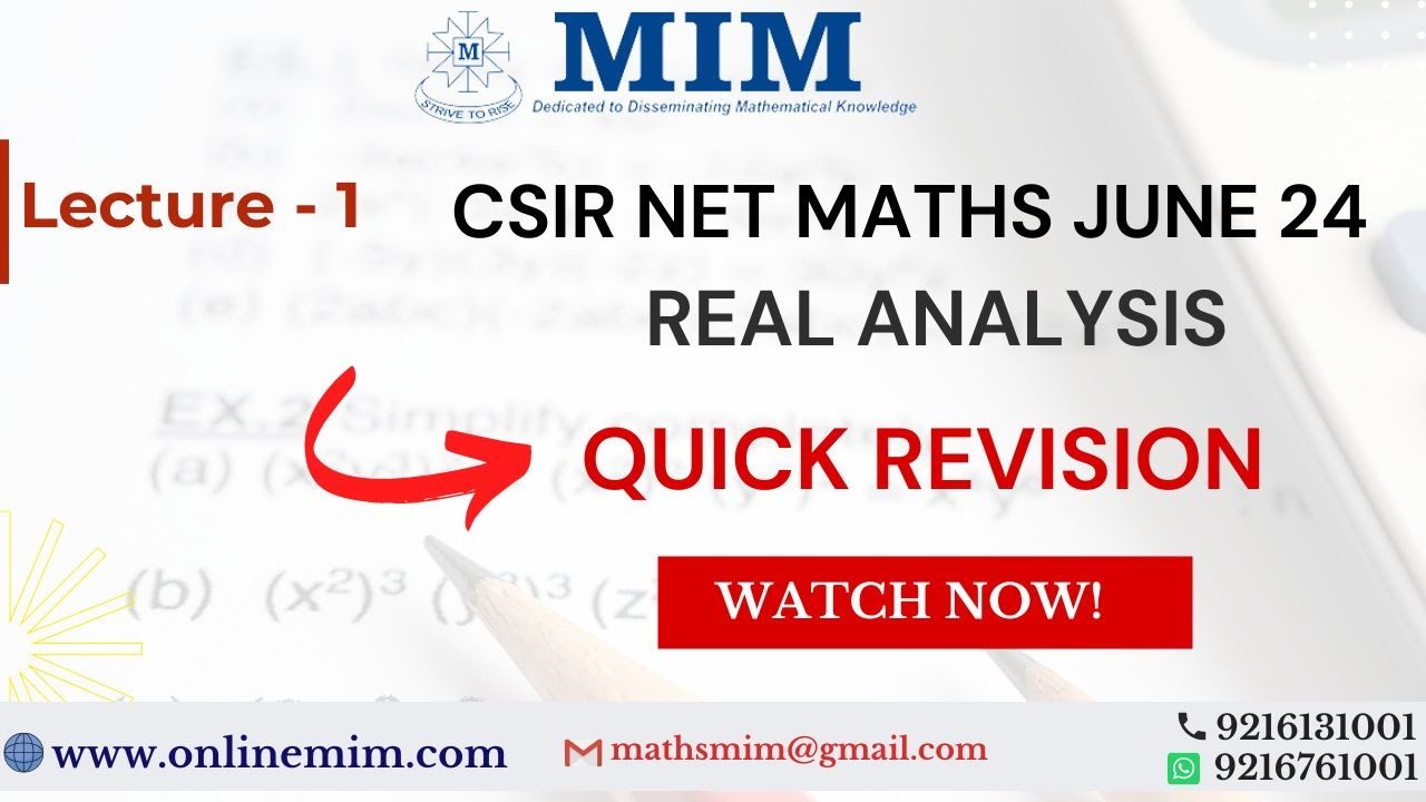Quick Revision Real Analysis For Csir Net Mathematics Lecture 1
