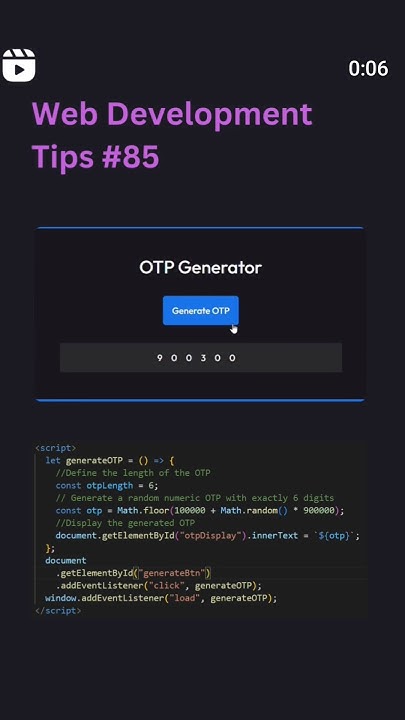 Otp Genrator Using Javascript Html Css Mini Project Javascript Project Source Code