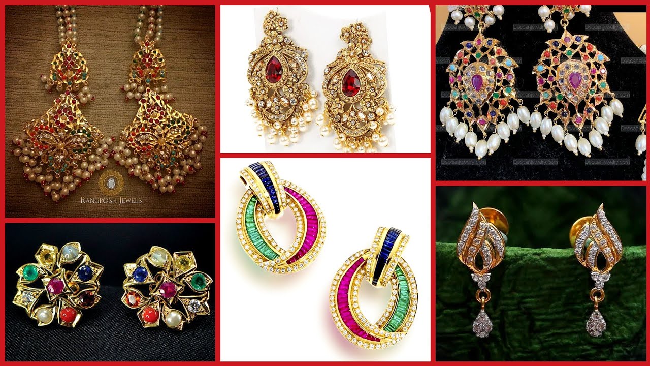 Ethnic 22k 18k Gold light weight traditional Hyderabadi Gold earrings ...