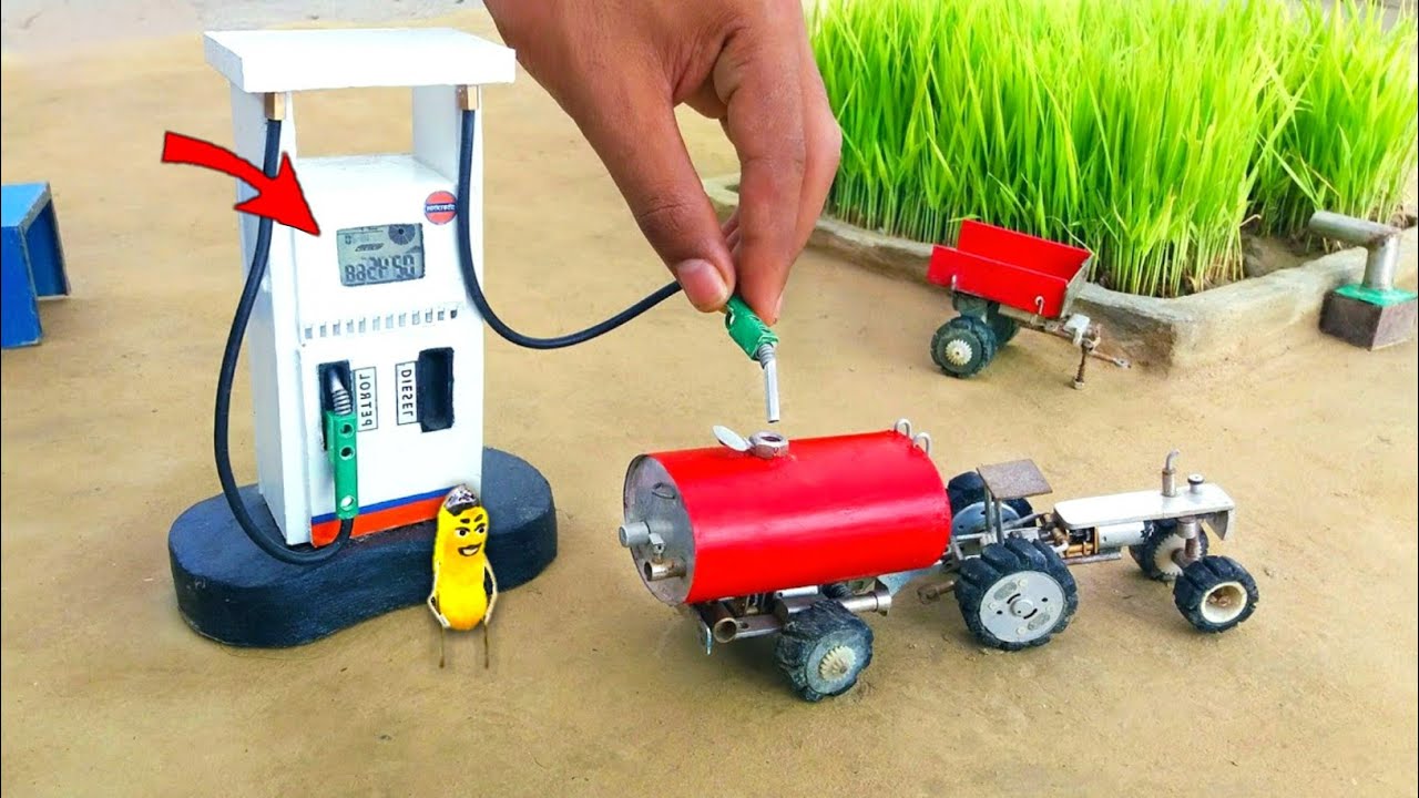 diy tractor mini petrol pump science project || @NsTvKing - YouTube