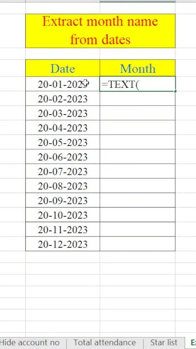 Excel short trick || Extract month name from Dates - YouTube