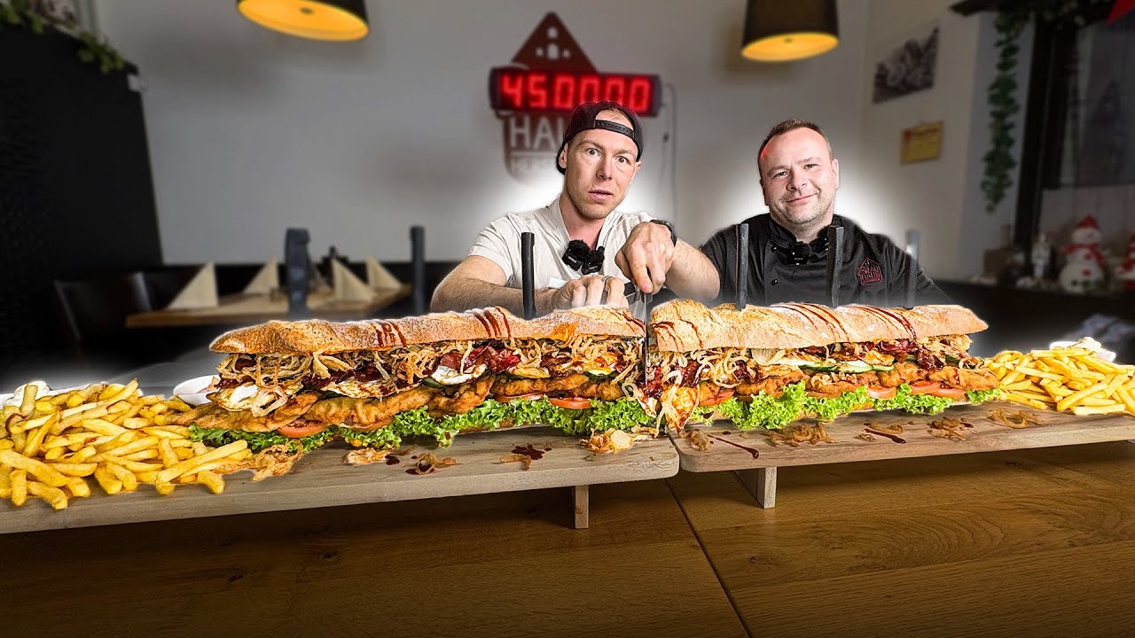 1 Meter MONSTER SCHNITZEL BAGUETTE in 45 Minuten? Die Brauhaus ...