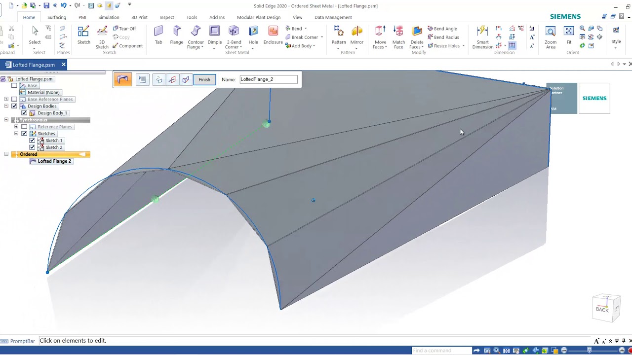 Solid Edge Trick & Tip: Lofted Flange Bend Lines and Real Bends - YouTube