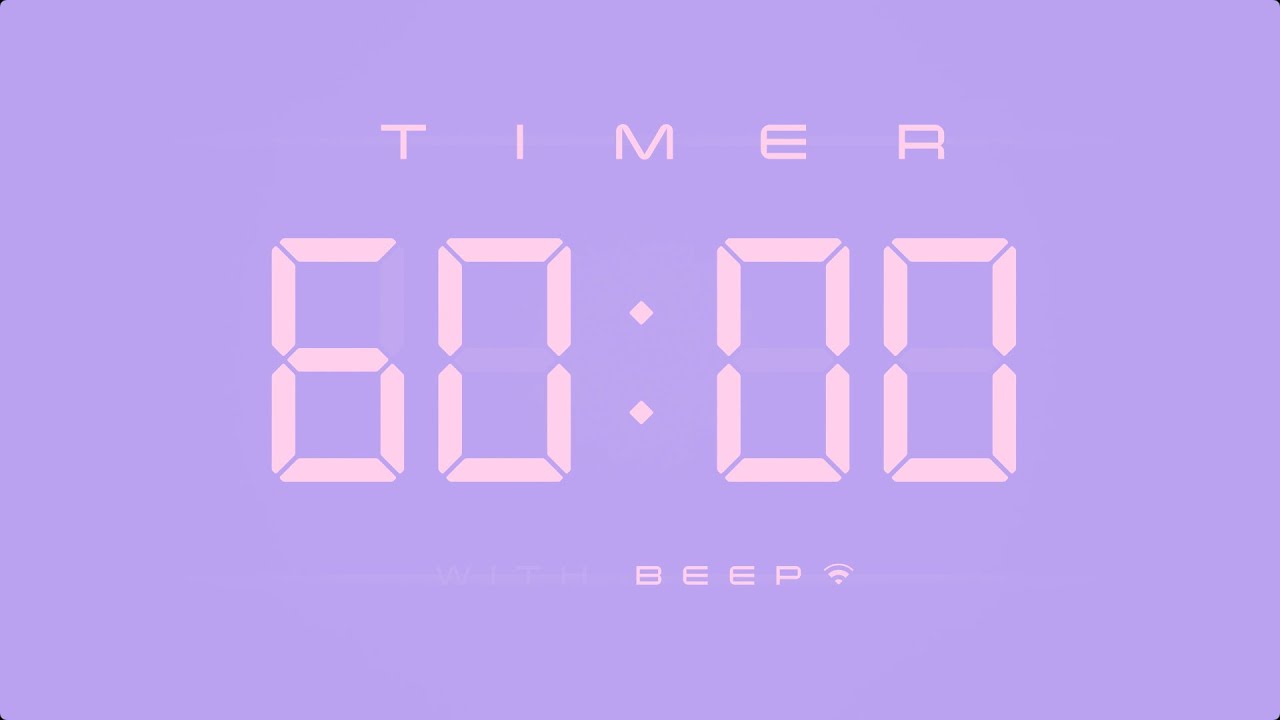 60 Minute Digital Countdown Timer with Simple Beeps 💕💜 - YouTube
