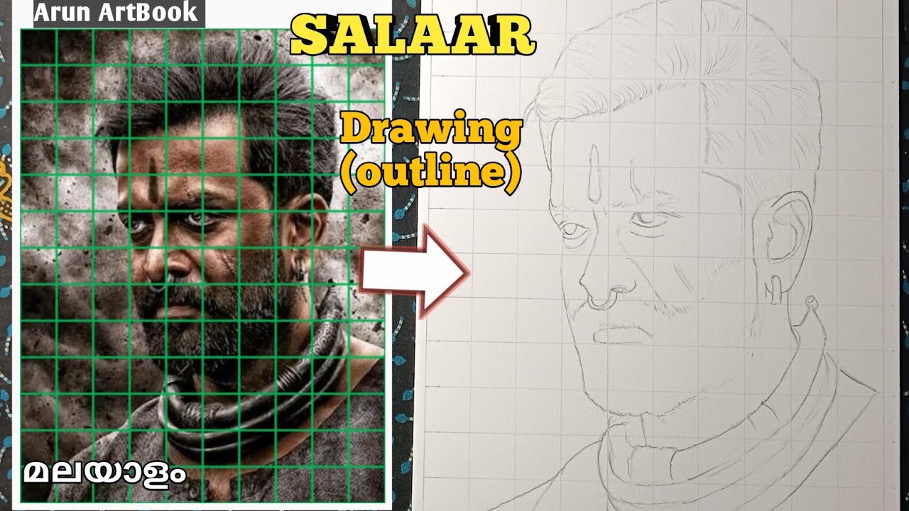 Salaar Movie Prithviraj Drawing Easy / How to draw Prithviraj / Grid ...