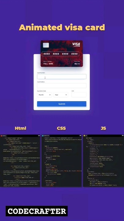Coding ️ | Animated Visa Card | how to learn coding #shorts #trending #viral - YouTube