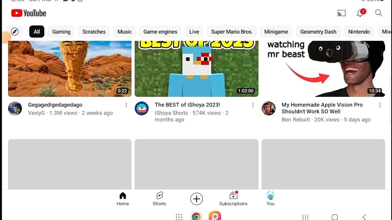 the youtube home screen - YouTube