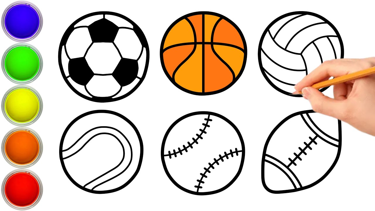 Sport Ball Drawing ⚽️🏀🎨 How to draw Ball for Kids 🏈 Learn to Draw Easy ...