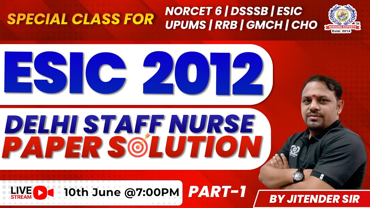 ESIC | ESIC Previous year Paper solutions 2012 | Most Important ...