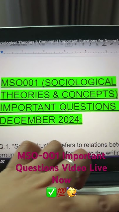MSO-001 Sociological Theories & Concepts IMPORTANT QUESTIONS IGNOU DECEMBER 2024 #ignou # ...