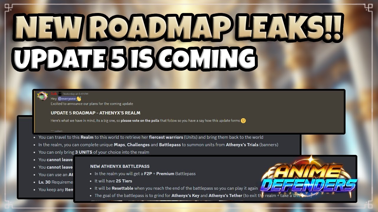 *NEW* ATHENYX'S REALM! (UPDATE 5 ROADMAP LEAKS) | Anime Defenders - YouTube