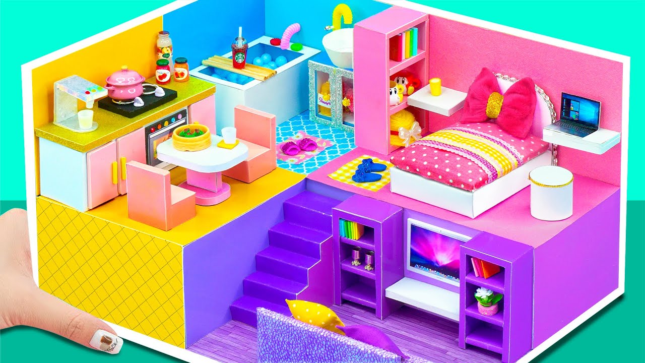 DIY Miniature Cardboard House #16 | How To Make Amazing Color House ...