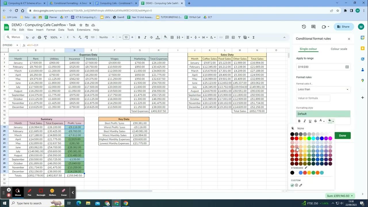 KS3 Spreadsheets - Conditional Formatting - Part 3 - YouTube