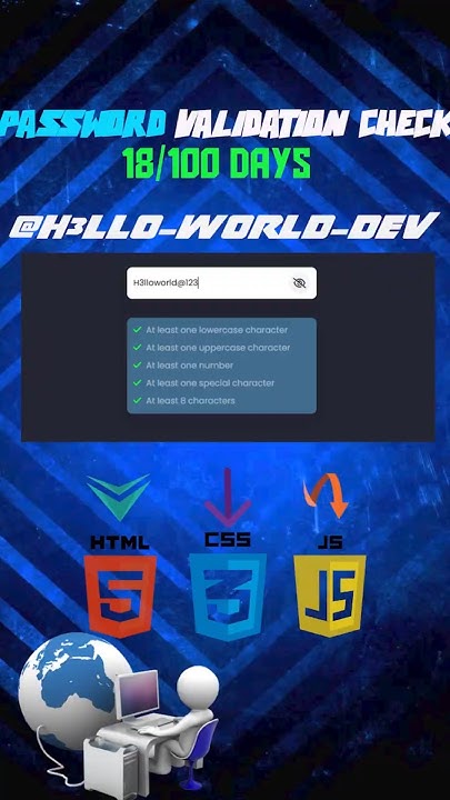 Password Validation Check using HTML, CSS, JS | Day:- 18 |100 days project challenge. #html #css ...