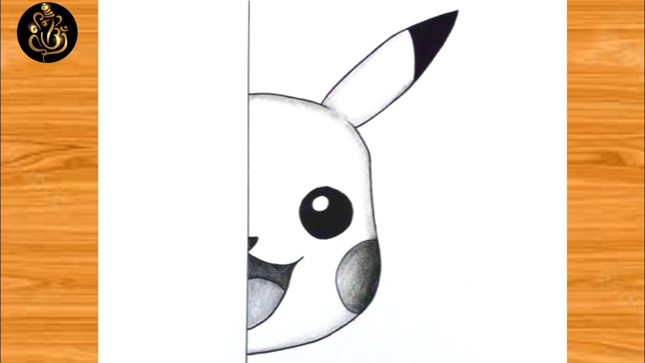 Pikachu Sketch Drawing || Half Face Drawing Of Pikachu || How to draw ...