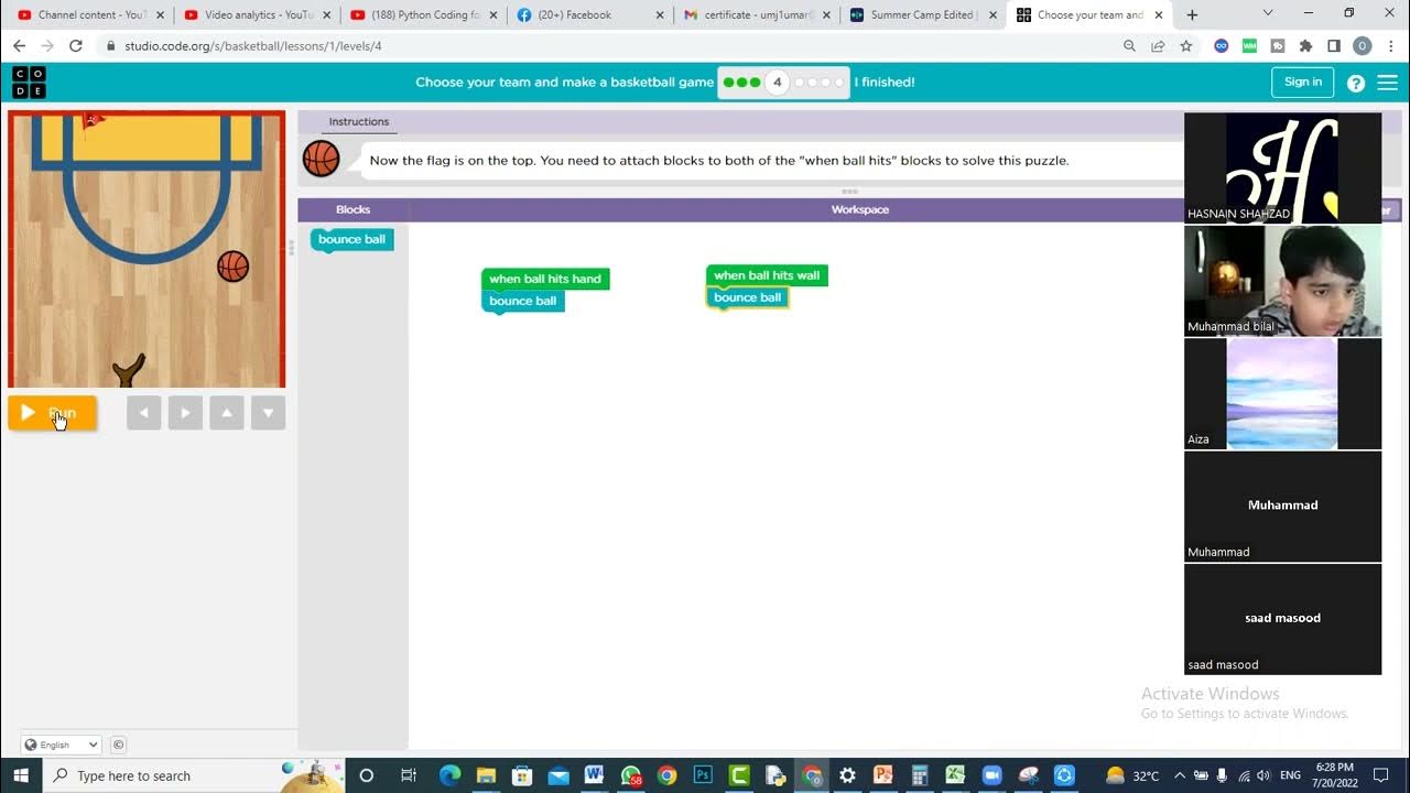Code.org | Games with Events | Learning to Code a basketball Game ...