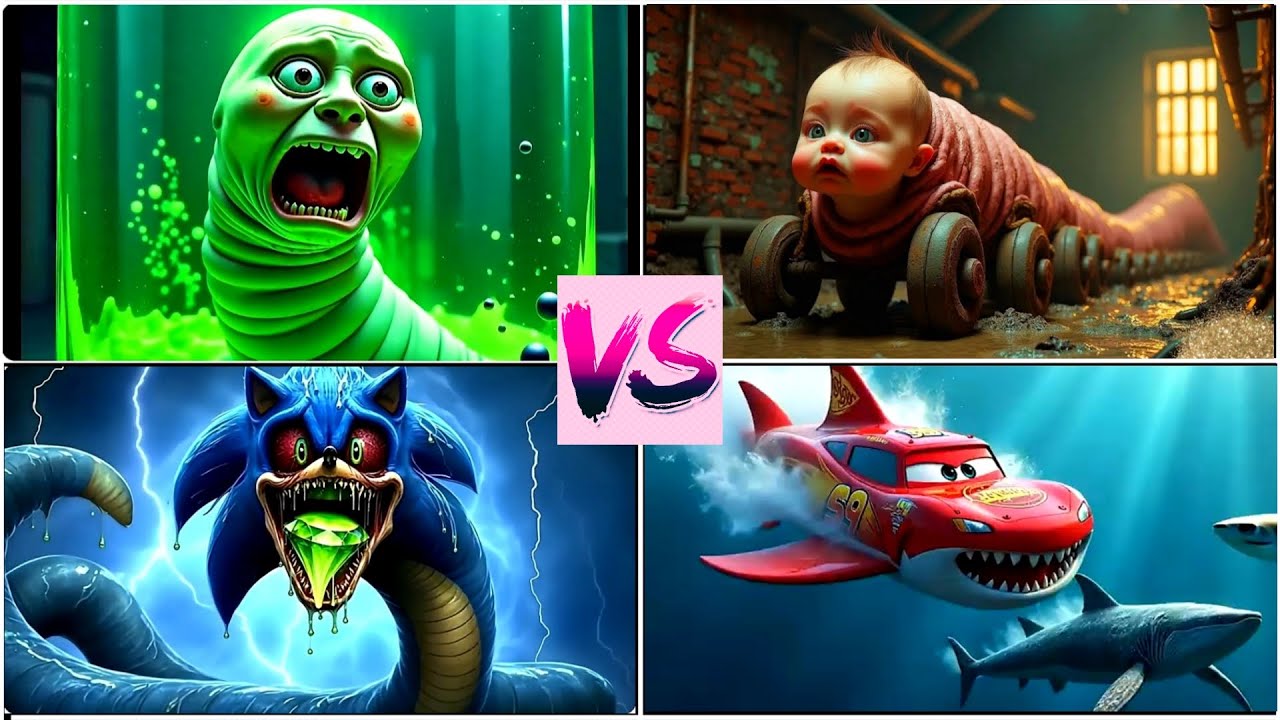 Thomas Train Eater🆚️Giant baby Worm🆚️Sonic.exe🆚️McQueen Shark Monster ...