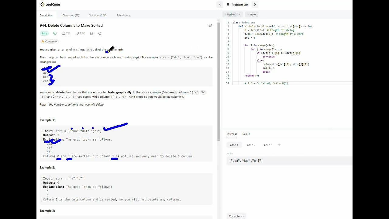 944 Delete Columns To Make Sorted Python String Youtube