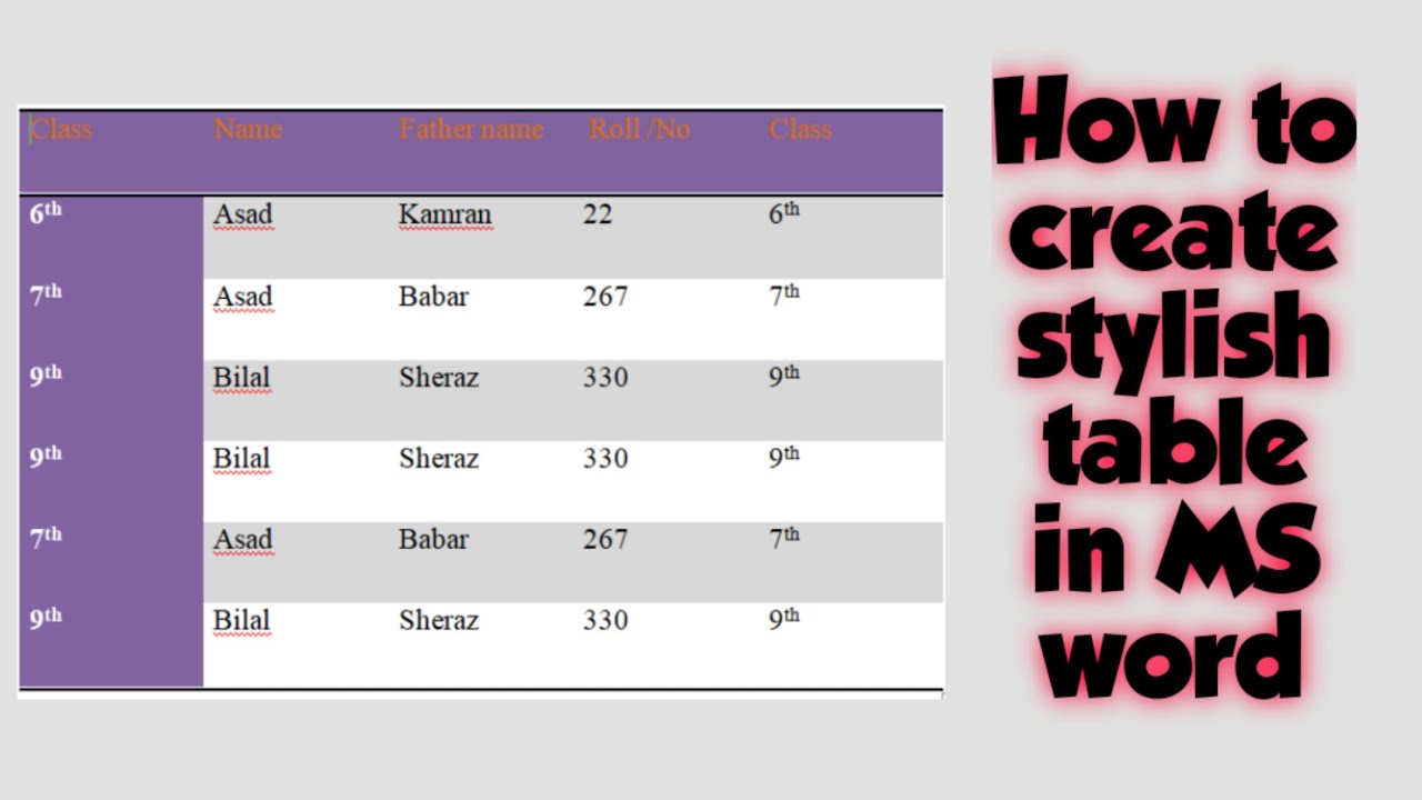How to create stylish table in MS word | ms word full A to Z | Parts 4 ...