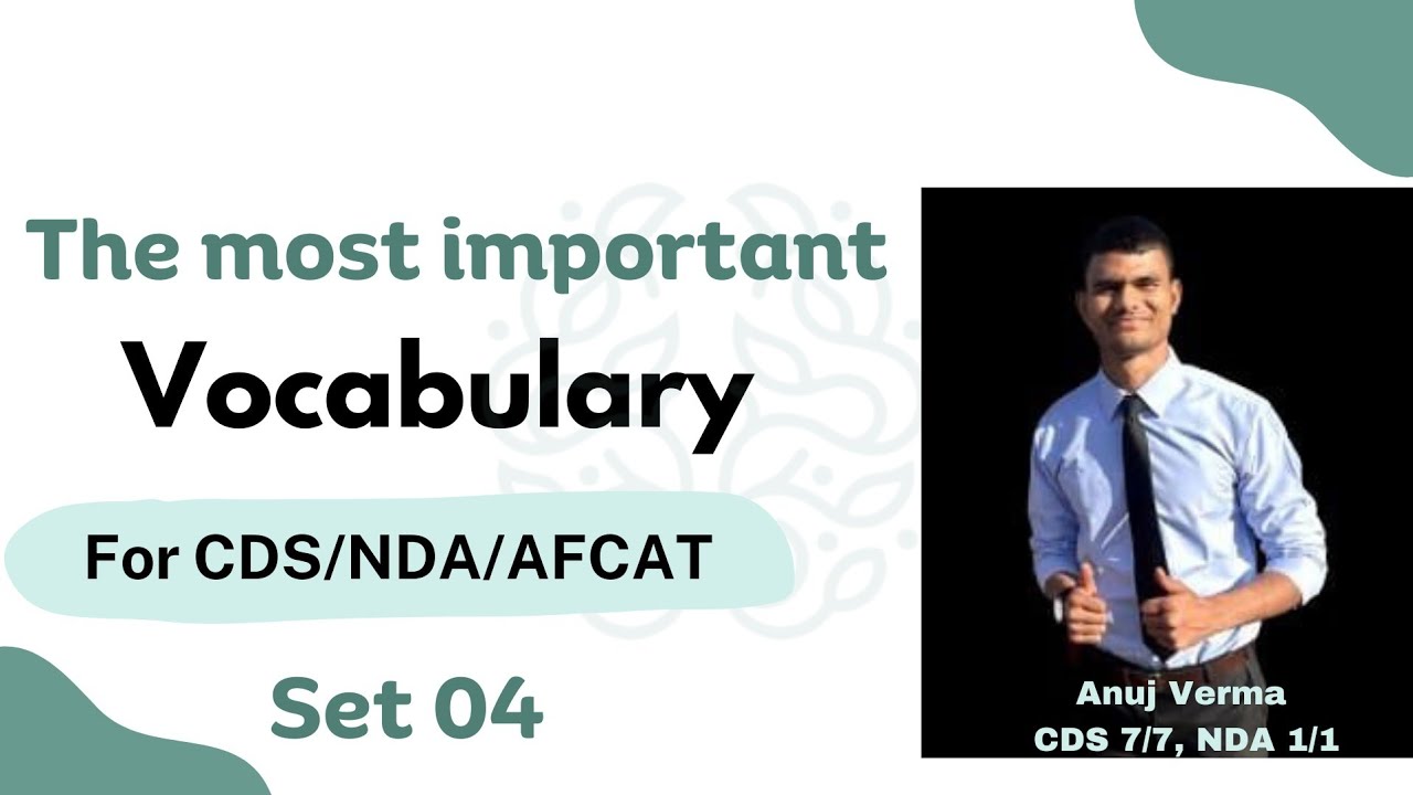 The Most Important Vocabulary ( Set 04 ) | CDS, NDA, AFCAT 1 2026 ...