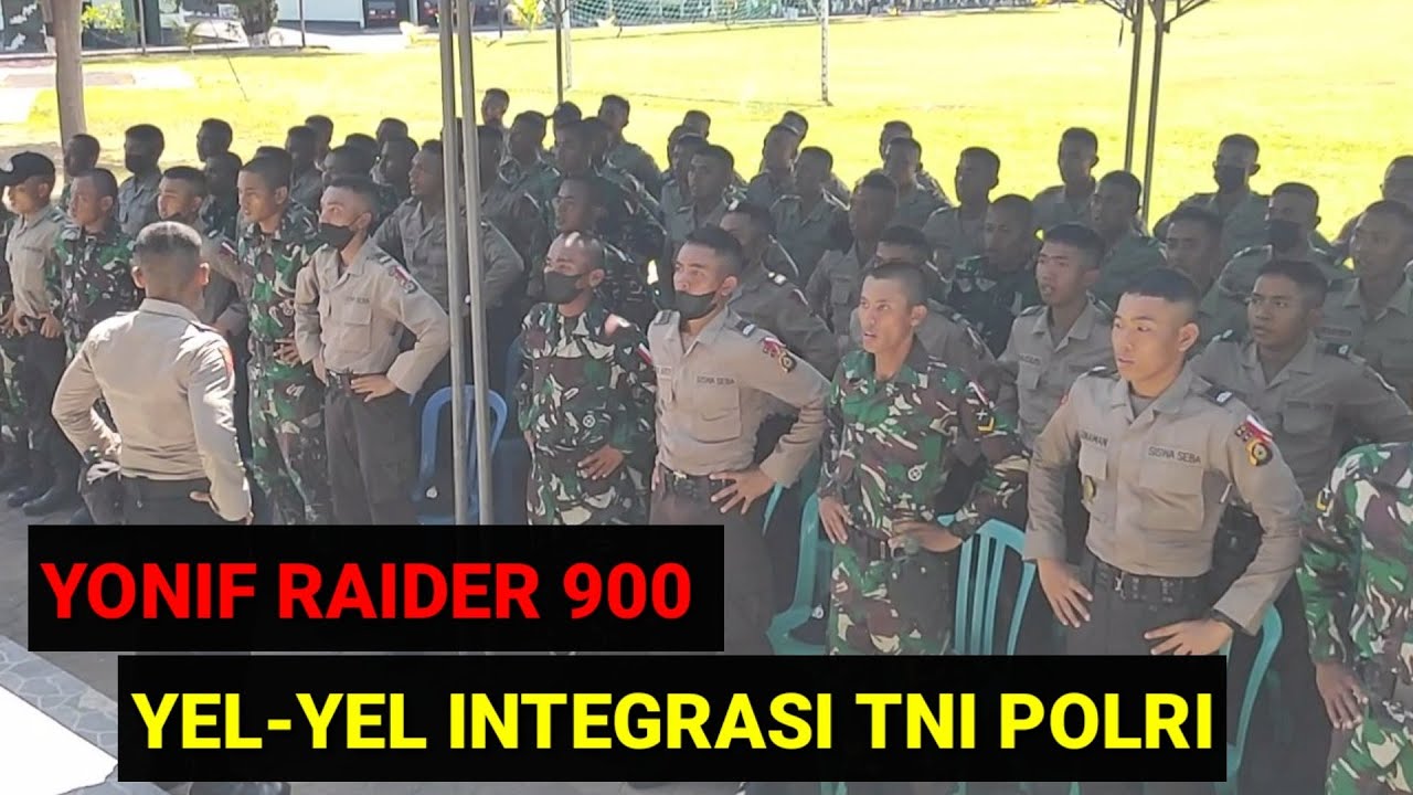 Yel-yel Integrasi TNI Polri di Yonif Raider 900 Singaraja - YouTube