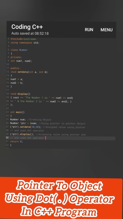 Pointer to Object Using Dot Operator in C++ Program #pointer #object #dot #operator #cpp - YouTube