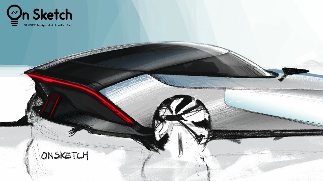온스케치 CAR SKETCH - EV Coupe Design sketch (iPad Procreate) - YouTube