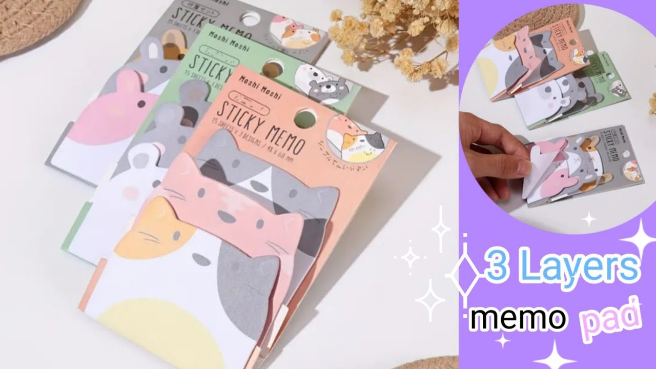 DIY 3 layers memo pad/how to make memo pad/school hacks/stationery ...