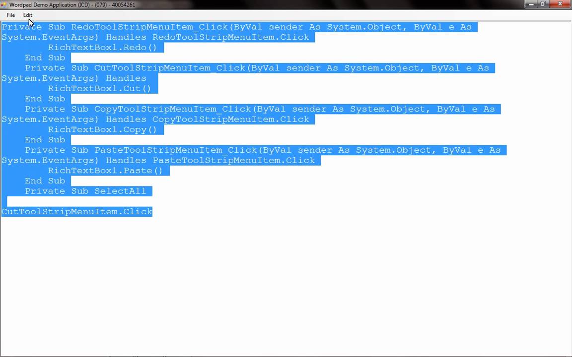 Wordpad using Visual Basic .NET 2/3 ICD - YouTube