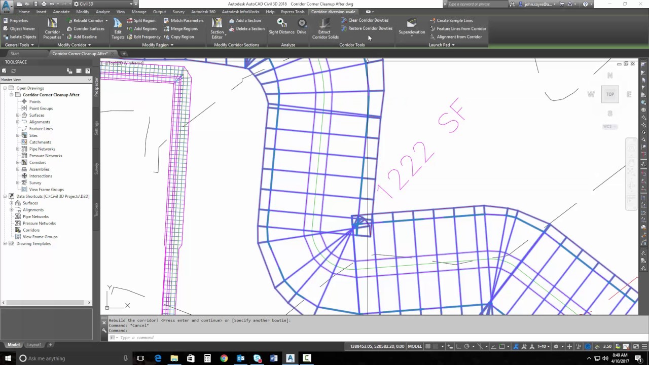 Civil 3D 2018 "Whats New" Corner Cleanup for Corridors (Bow-ties) - YouTube