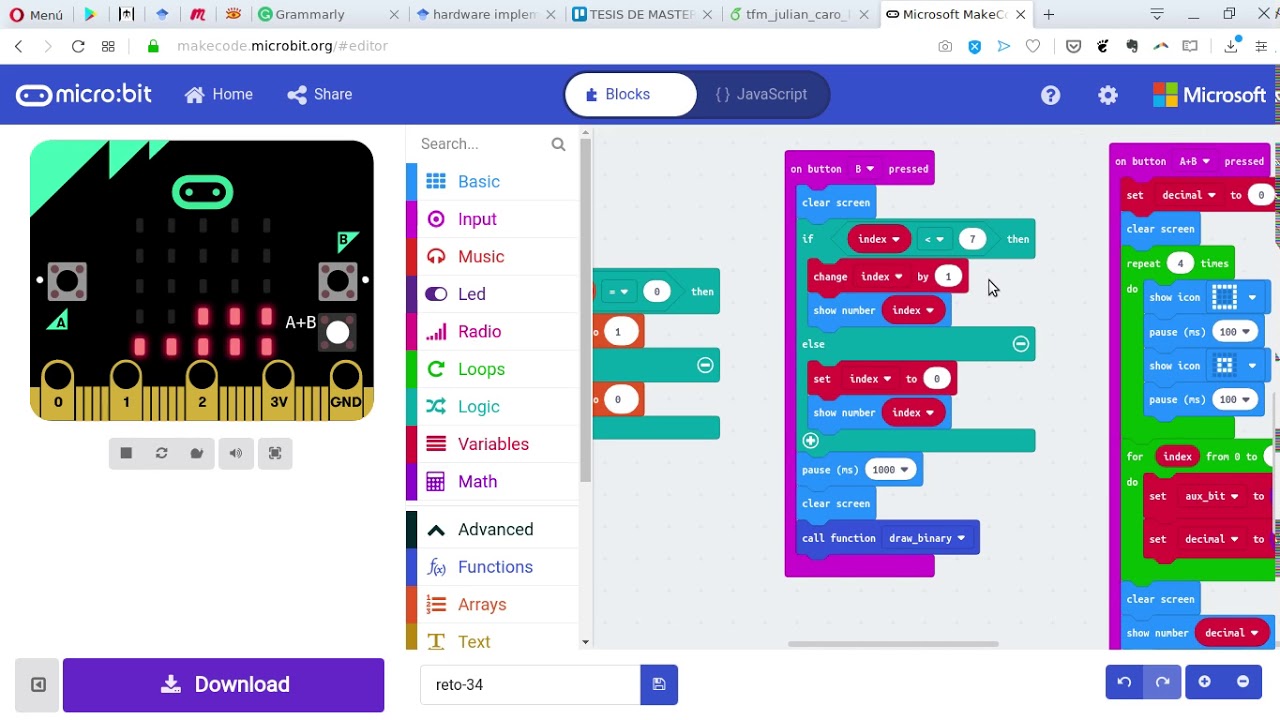 Binario a decimal con placa Microbit -reto 57 de juegos robótica - YouTube