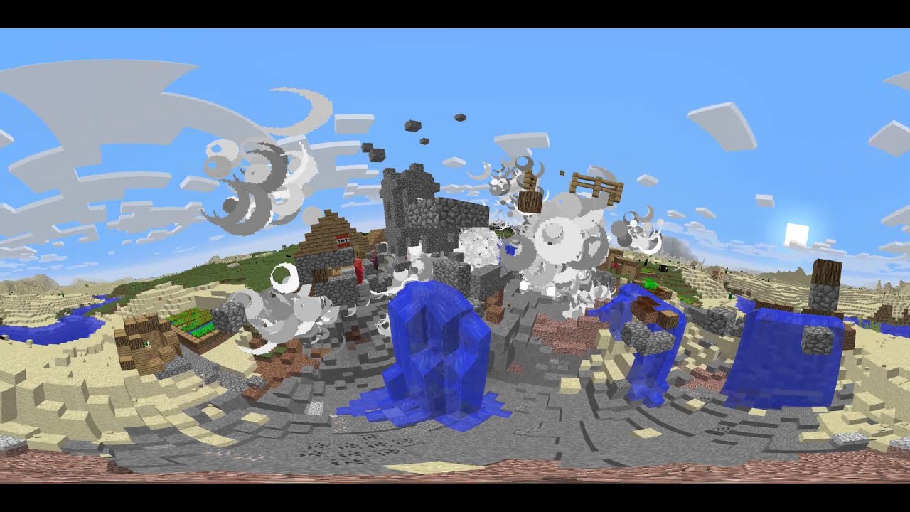 Minecraft Village Explosion 4k 360° NO LAG - YouTube