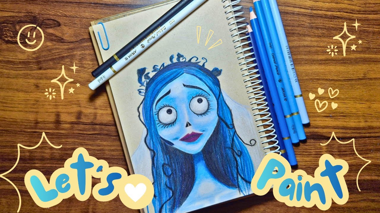 Corpse Bride Drawing with Colored Pencils | Tim Burton Art - YouTube