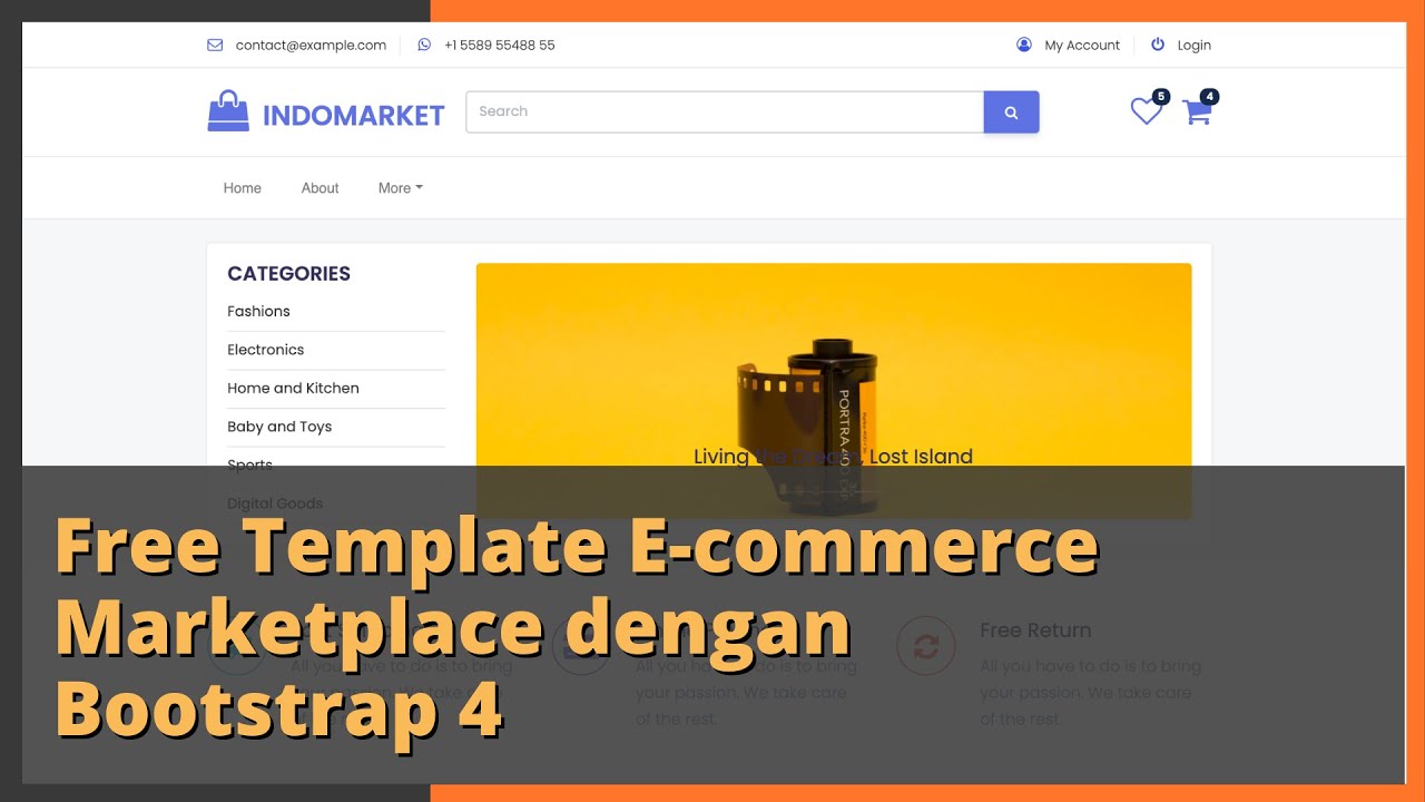 Free Website Template E-commerce Marketplace Dibuat dengan Bootstrap 4 ...