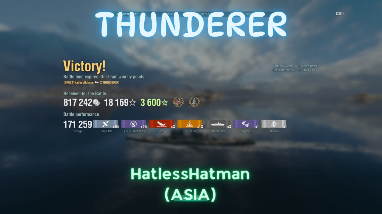 {Replay | 13.0}Tier 10 BB HMS Thunderer by HatlessHatman(ASIA) -They ...
