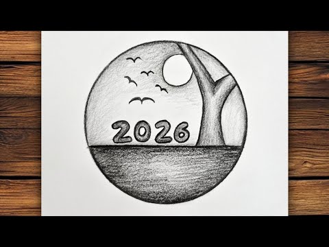 Çok Kolay 2026 Yeni Yıl Çizimi / Adım Adım Kolay Karakalem Noel Çizimleri