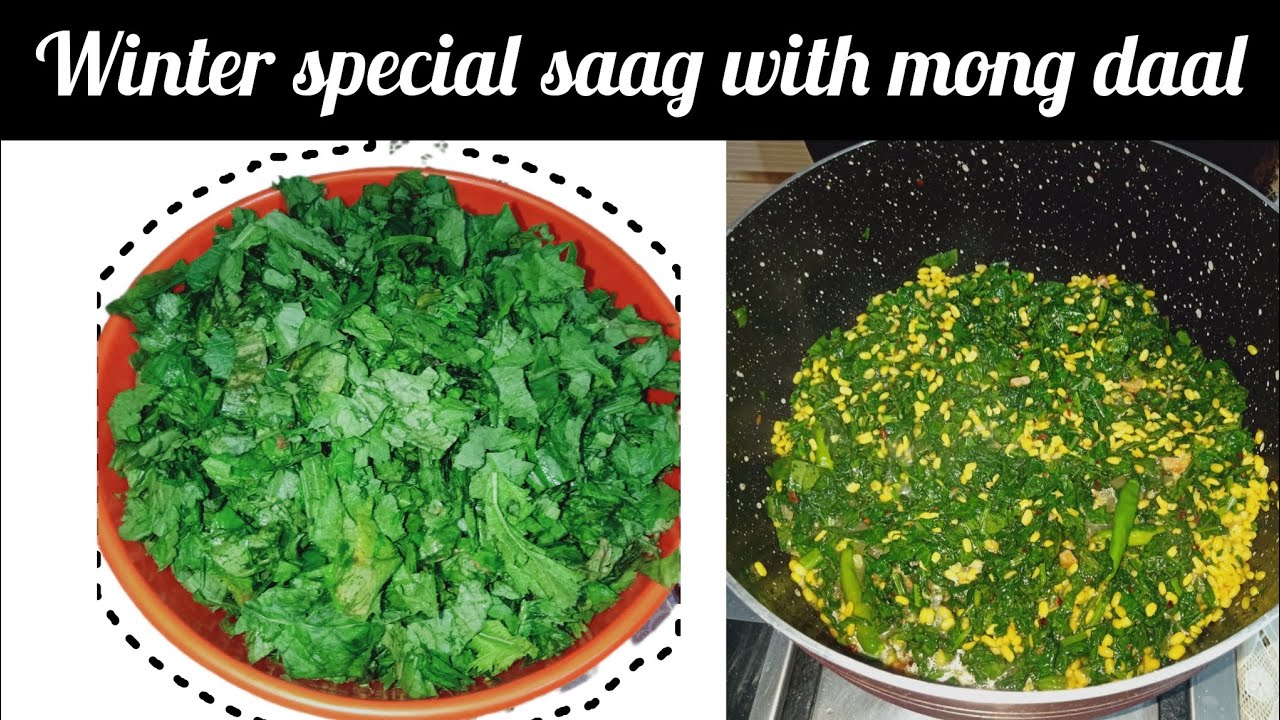 Saag with mong daal || sardiyon ki saugat|| easy recipe|| ready in 10 ...