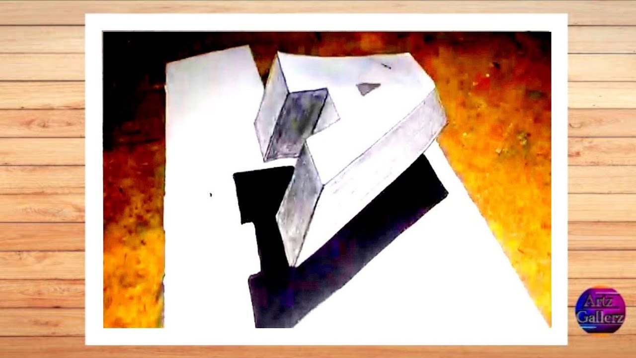 How to draw 3d floating A || How to draw 3d floating A on art paper ...