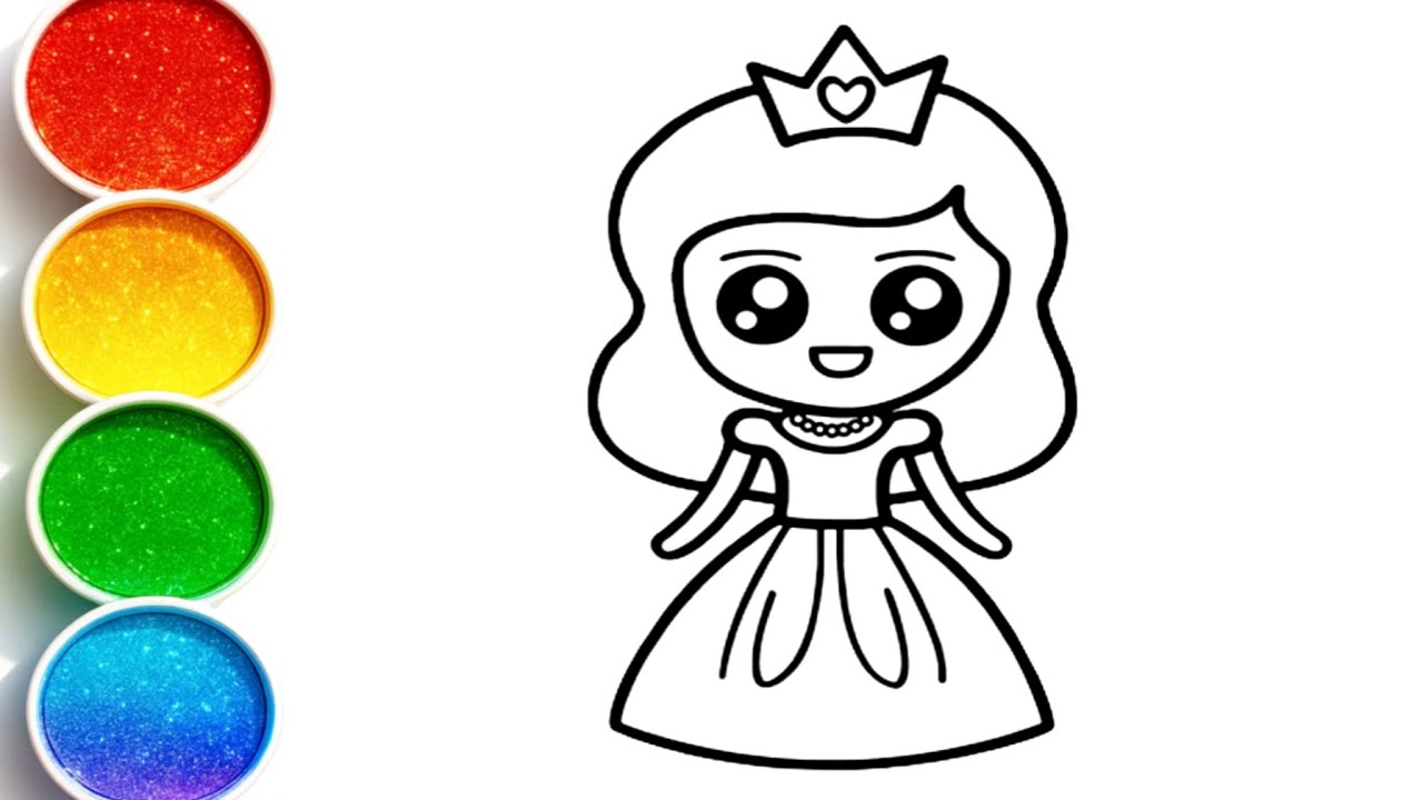 Cute Princess Drawing, Painting & Coloring For Kids Toddlers_ Kids Art ...