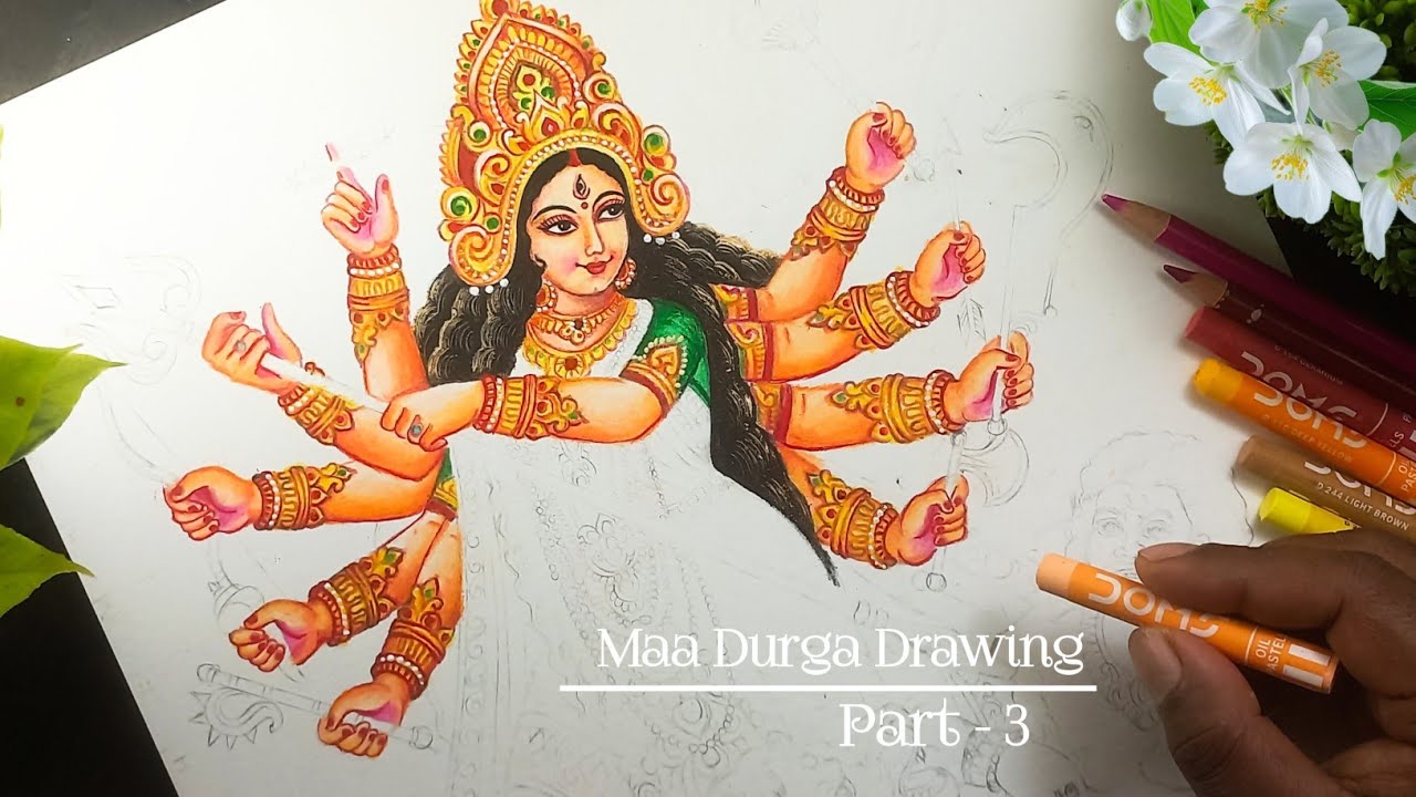 Maa Durga Drawing, Durga Maa Drawing, Durga Puja Drawing, How to draw ...
