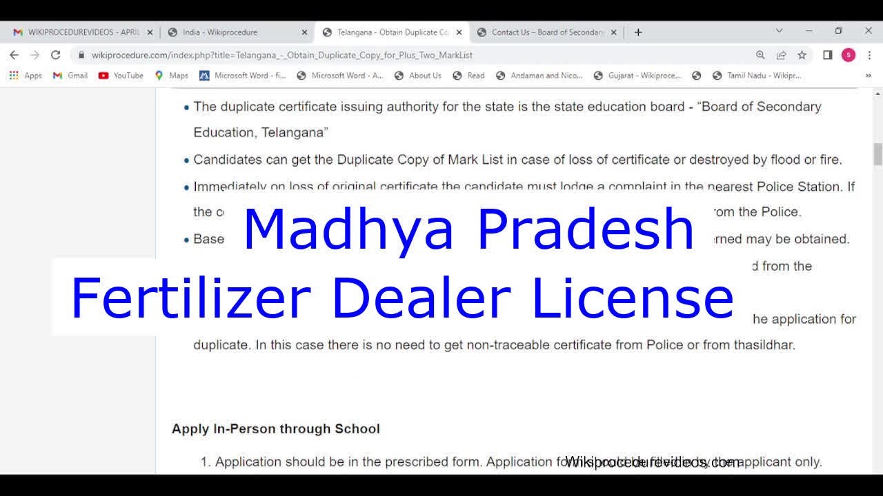 Madhya Pradesh - Apply for Fertilizer Dealer License (Certificate ...
