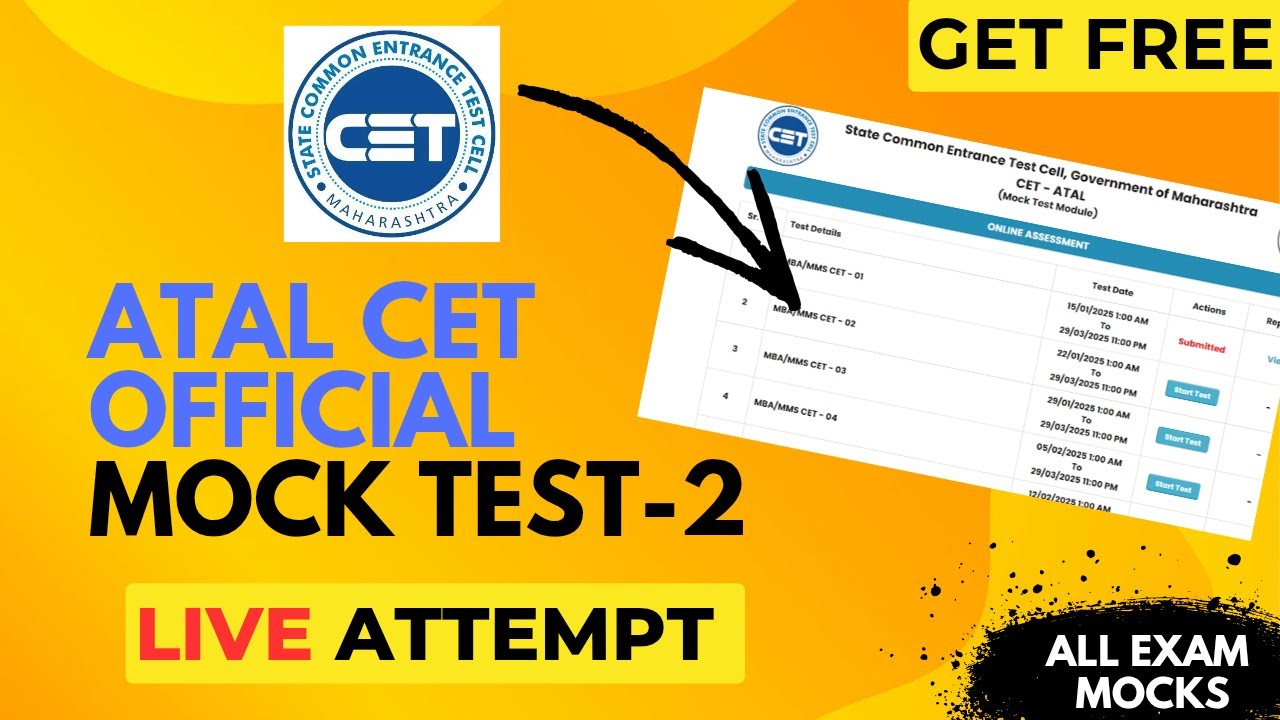 ATAL CET Official Full Mock Test - 2 LIVE Attempt | CET MBA 2025 ...