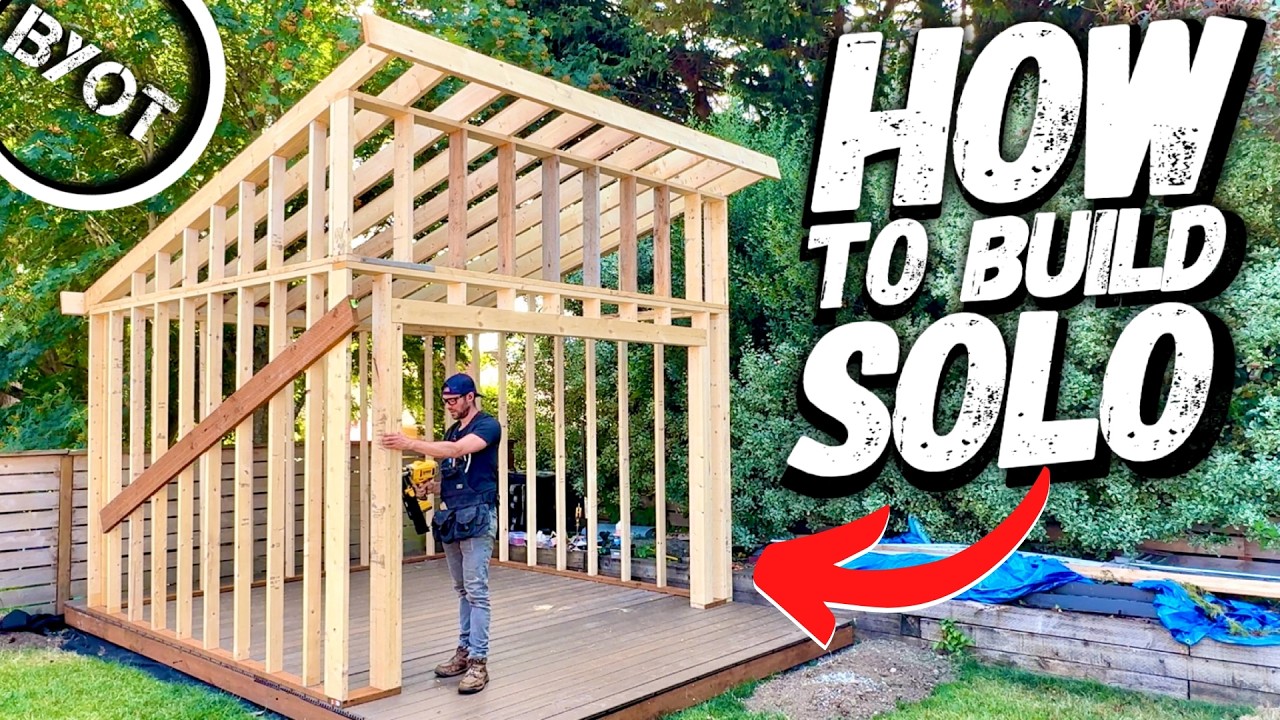 BUILDING A 12x12 LEAN TO SHED SOLO // Start To Finish (Part 1 of 2 ...