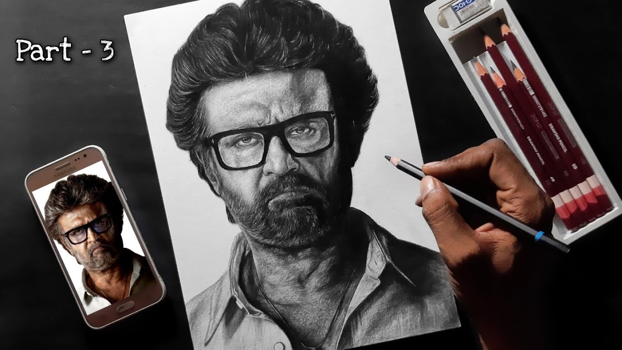 Jailer Rajinikanth Drawing | Shading tutorial ( Last part ) | Realistic ...