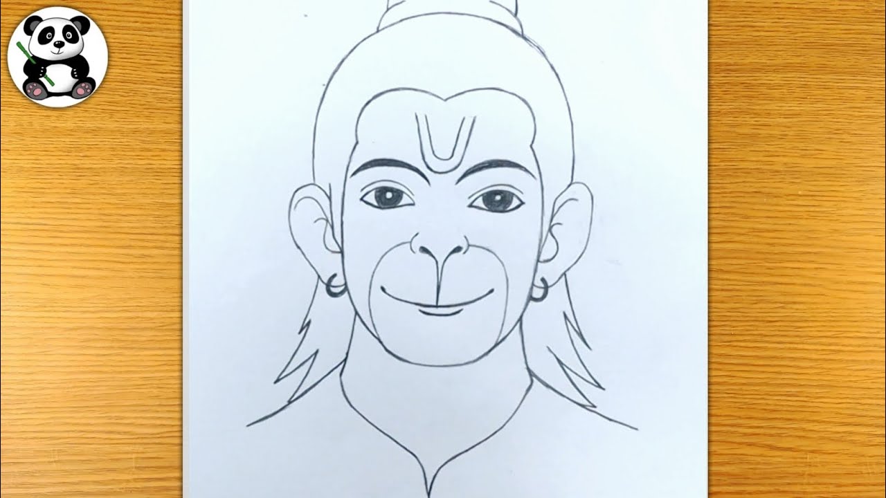 Smiling outline hanuman ji face pencil drawing | mahan hanuman art ...