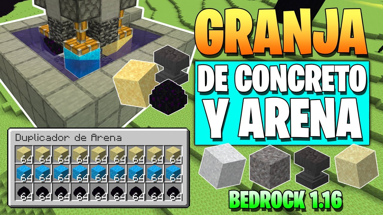 Minecraft Bedrock: GRANJA de CONCRETO, ARENA, GRAVA, YUNQUES Y HUEVOS ...