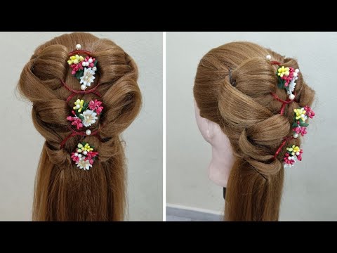 Quick and elegant hairstyle with bangles || hairstyle in 1 minute ...