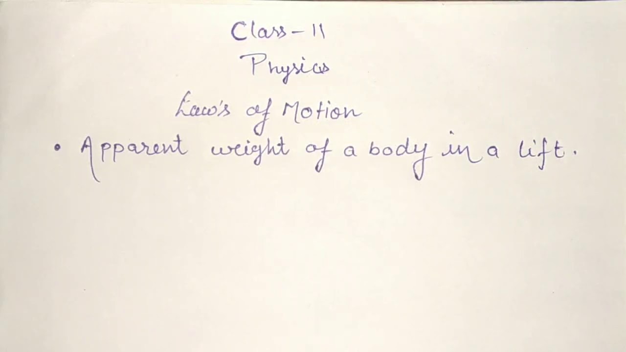 Physics Class 11 | Laws of Motion | Apparent Weight of body in a lift ...