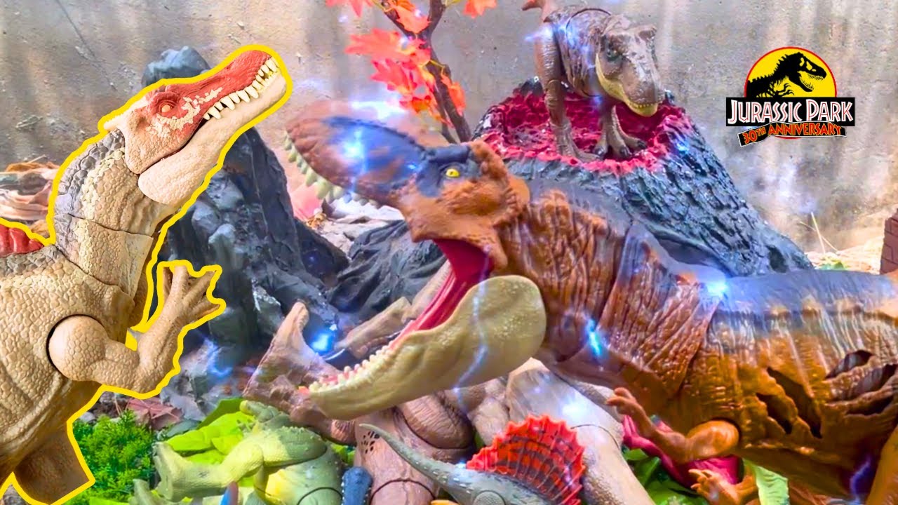 Giant T-REX vs Therizinosaurus vs Dimetrodon vs Megaraptor | Jurassic ...